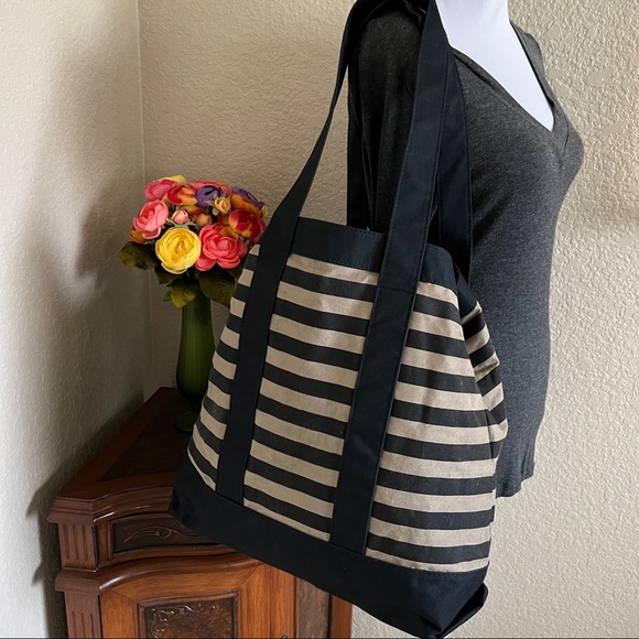 Perry Ellis | Bags | Vintage Perry Ellis Striped Large Canvas Tote Bag ...